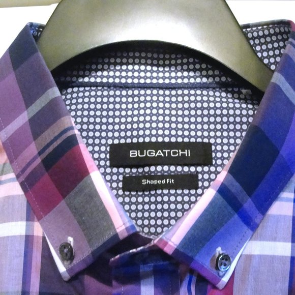Bugatchi | Shirts | Bugatchi Ls Xxl Shaped Fit Purple Pink Blue White ...